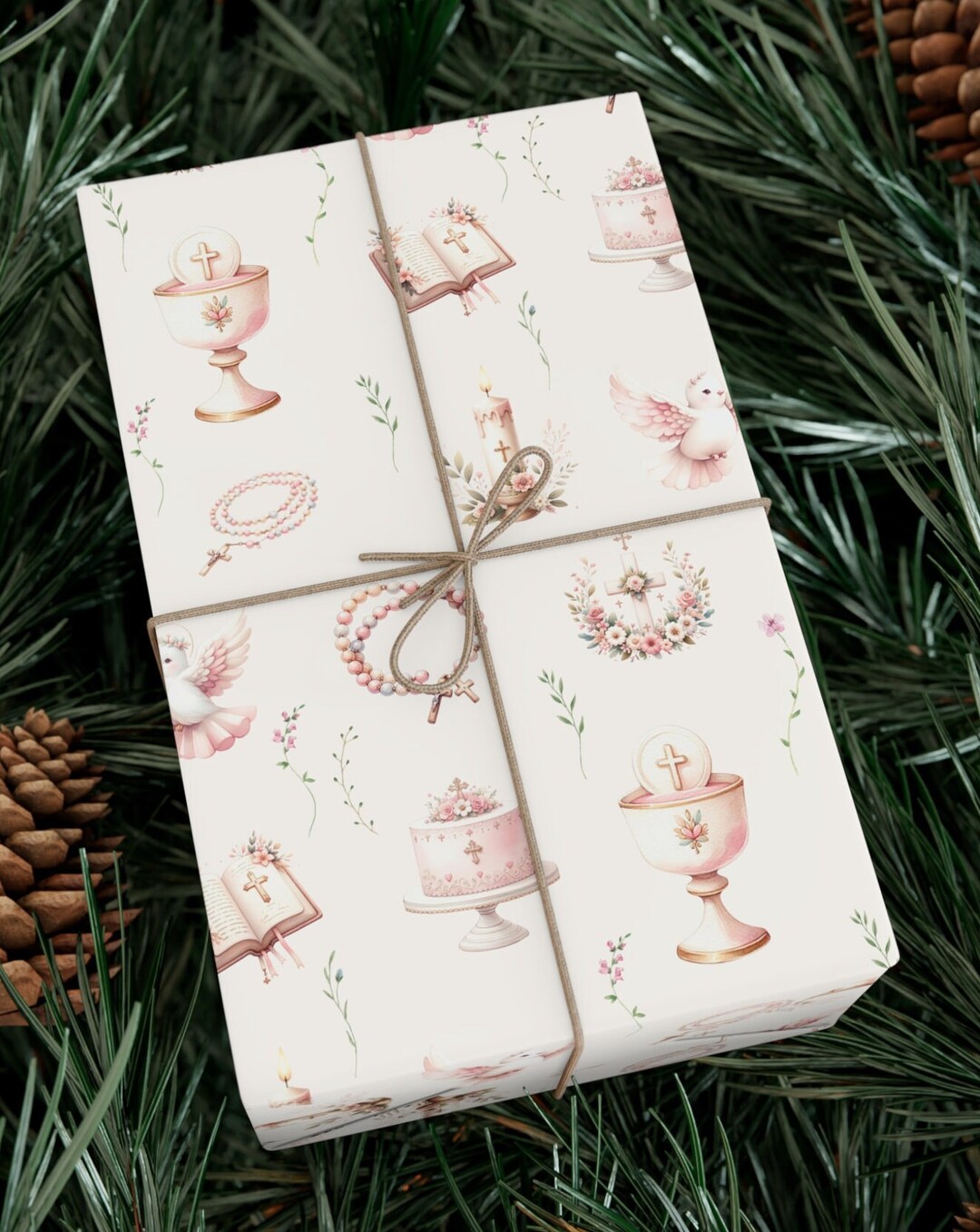 Girl First Communion Wrap, Religious Wrapping, Church Event Packaging ...