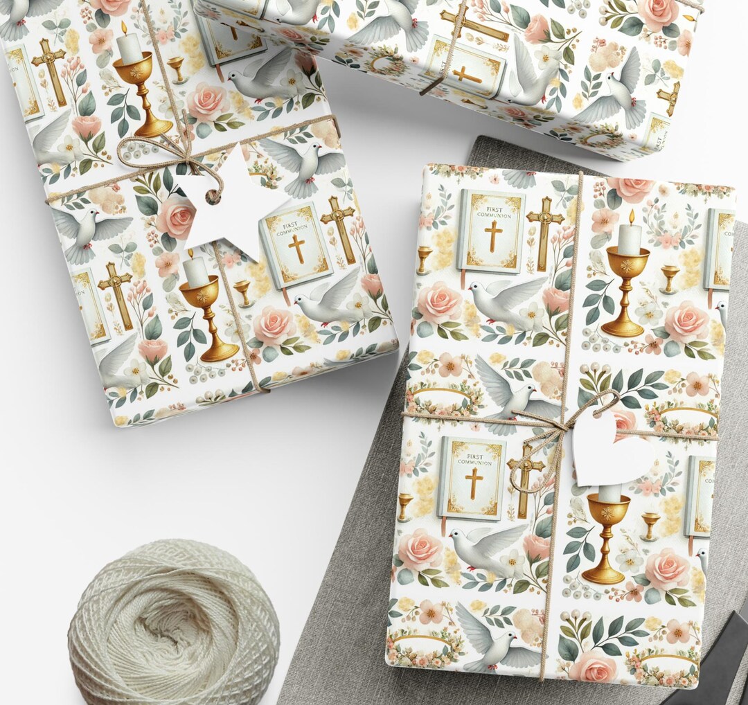 First Communion Wrap, Religious Wrapping, Church Event Packaging ...
