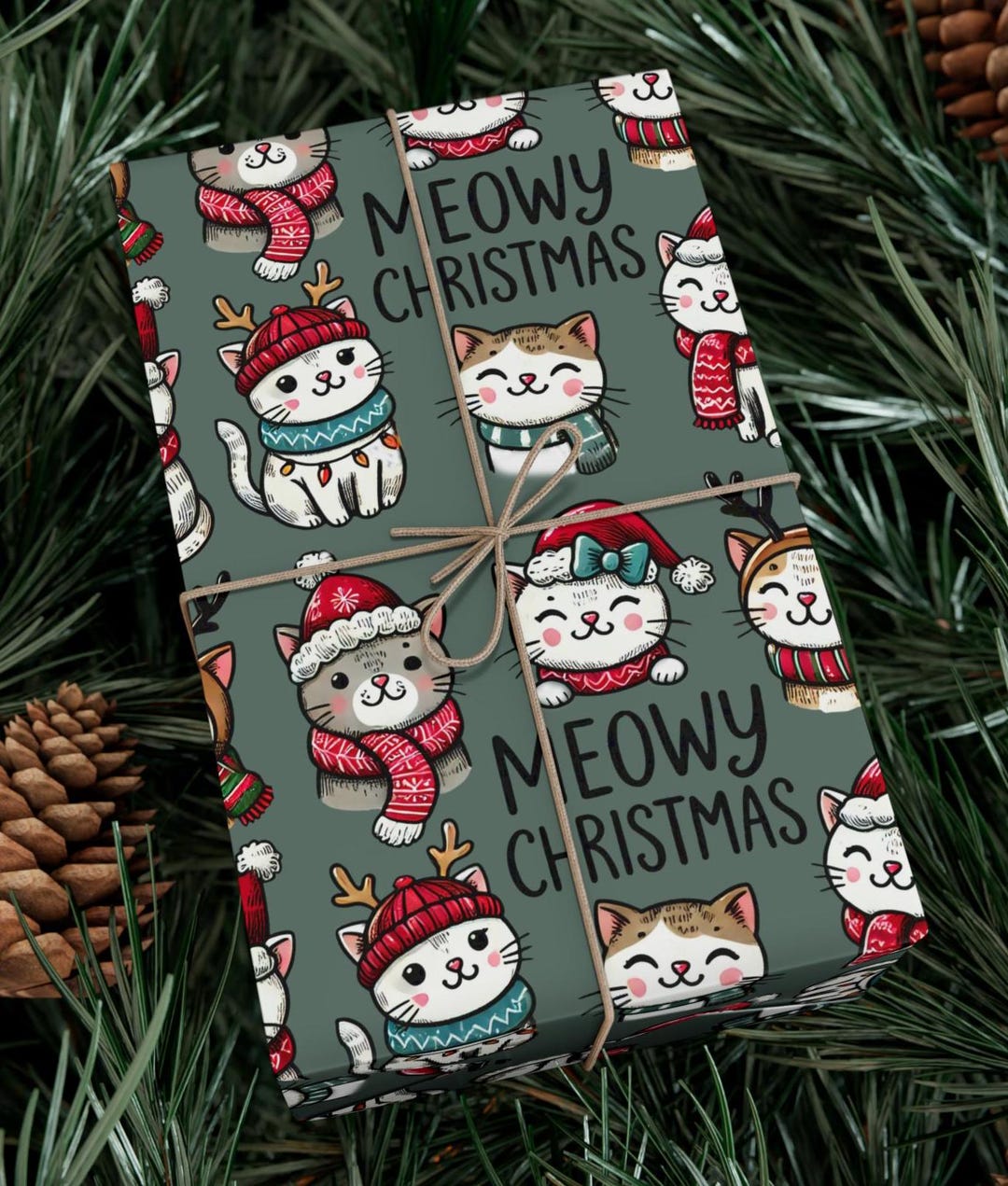 Funny Christmas Cats Wrapping Paper Roll for Cat Lovers, Cards ...
