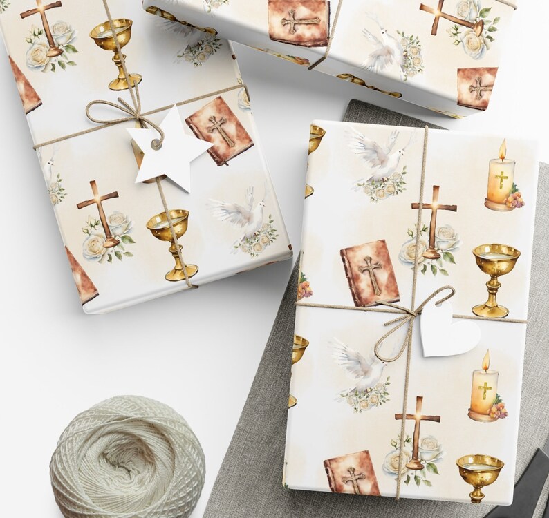 First Communion Wrap, Religious Wrapping, Church Event Packaging ...