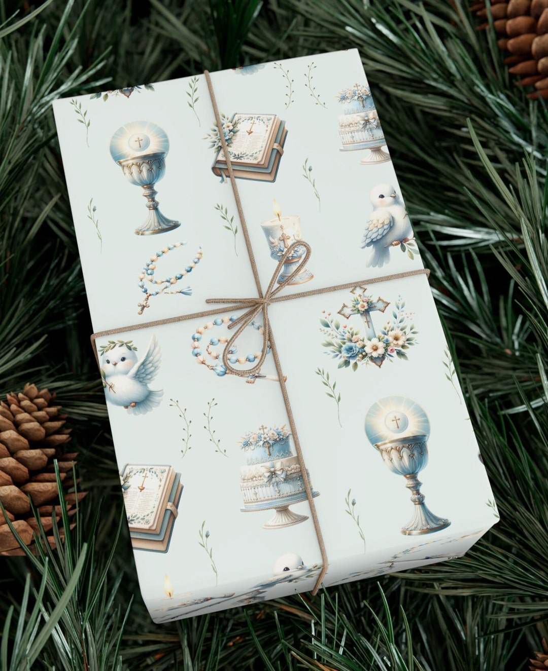 Boy First Communion Wrap, Religious Wrapping, Church Event Packaging ...