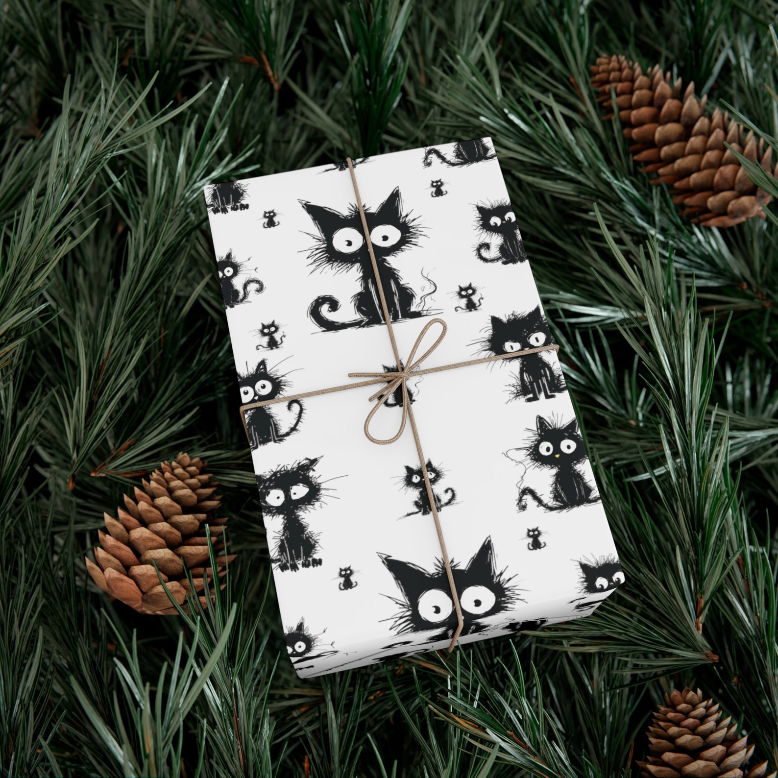 Minimalist Black Cat Wrapping Paper, Birthday Gift ,special Occasions ...