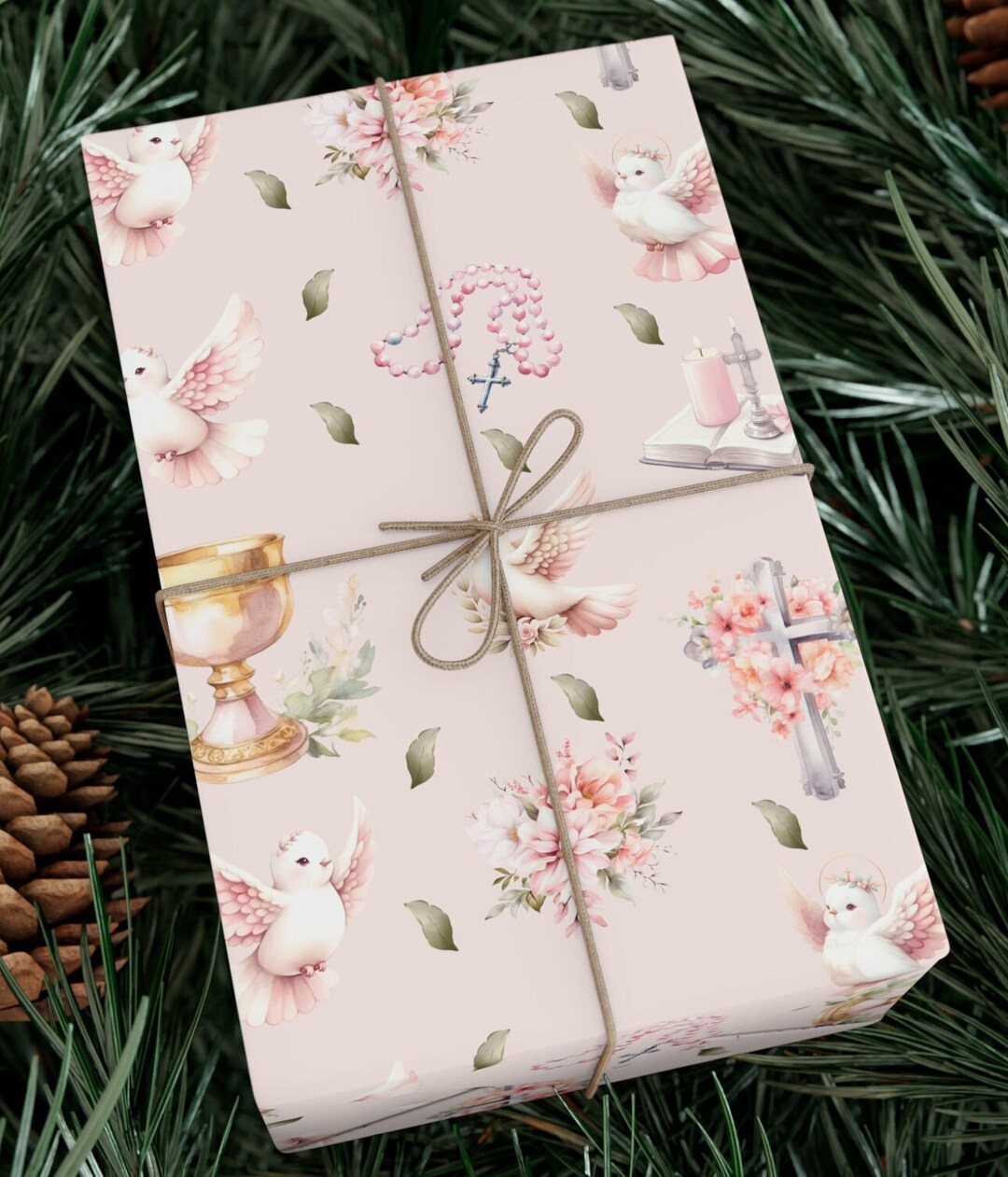 First Communion Wrap Religious Wrapping Church Event Packaging Baptism ...