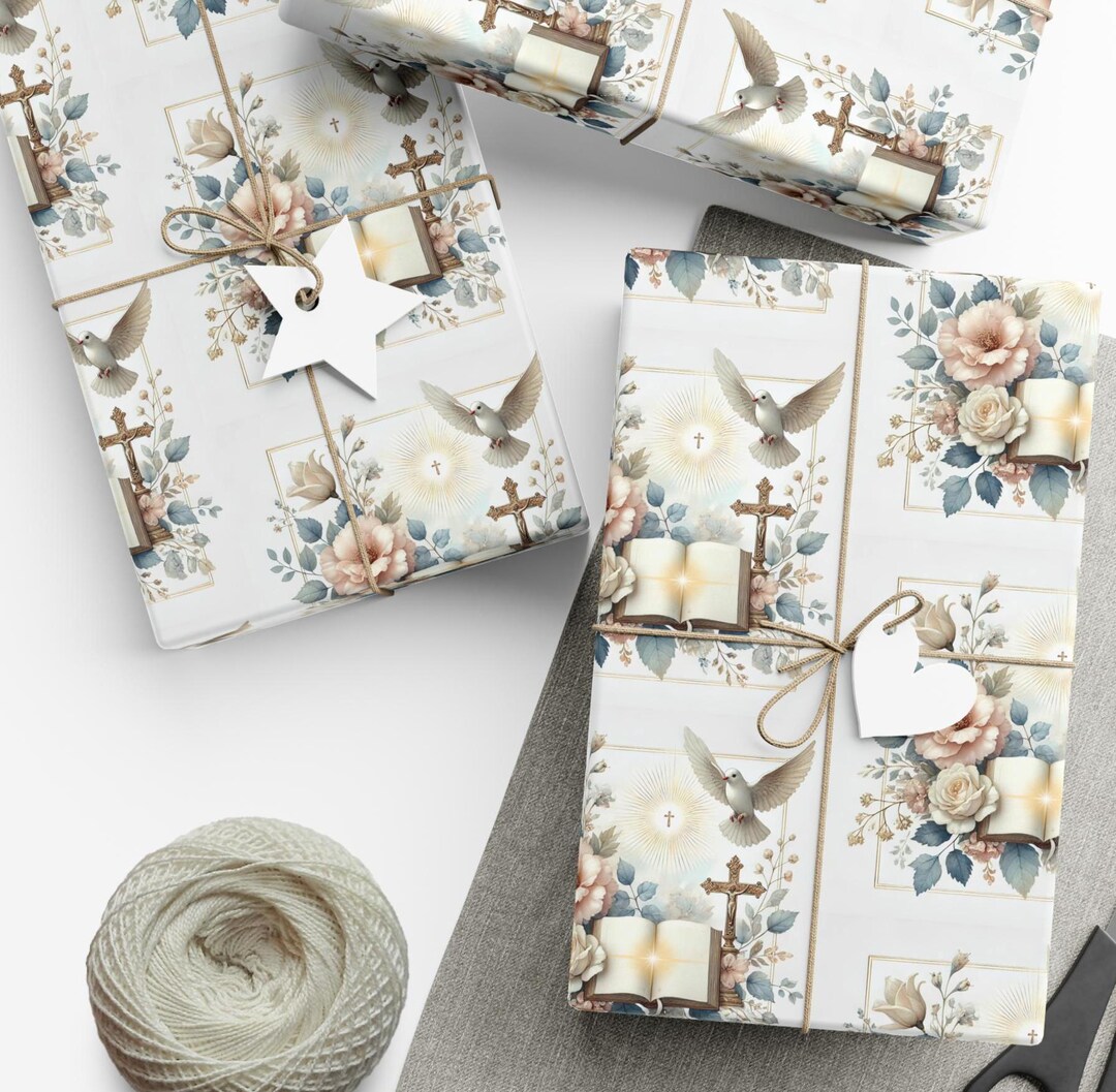 Girl First Communion Wrap, Religious Wrapping, Church Event Packaging ...