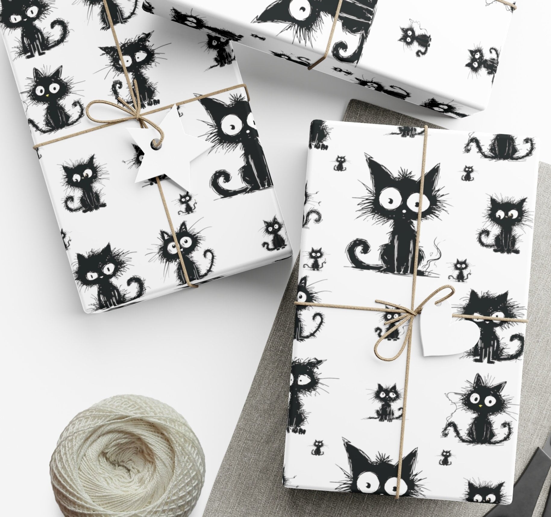 Minimalist Black Cat Wrapping Paper, Birthday Gift ,special Occasions ...