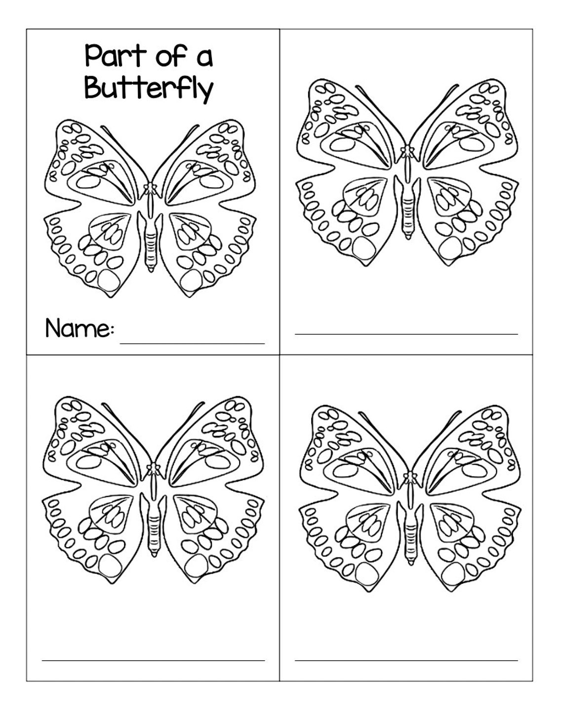 Parts of a Butterfly - Montessori 3-part-cards - Etsy