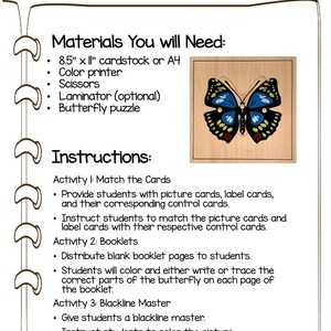 Parts of a Butterfly - Montessori 3-part-cards - Etsy