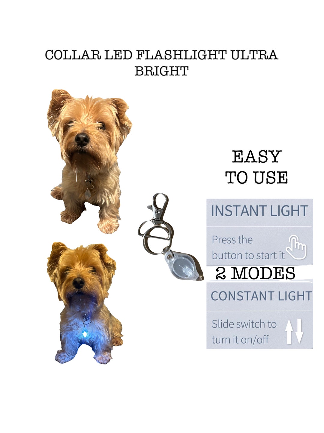 Ultra Bright LED Flashlight Torch Super Light Led for Collars for Dogs ...