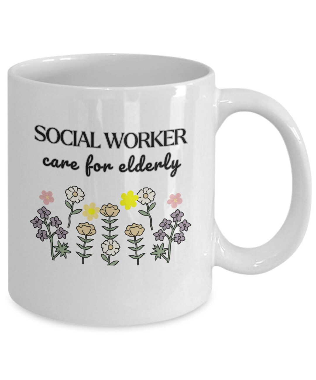 Social Worker Coffee Mug: Floral Care for Elderly Gift - Etsy