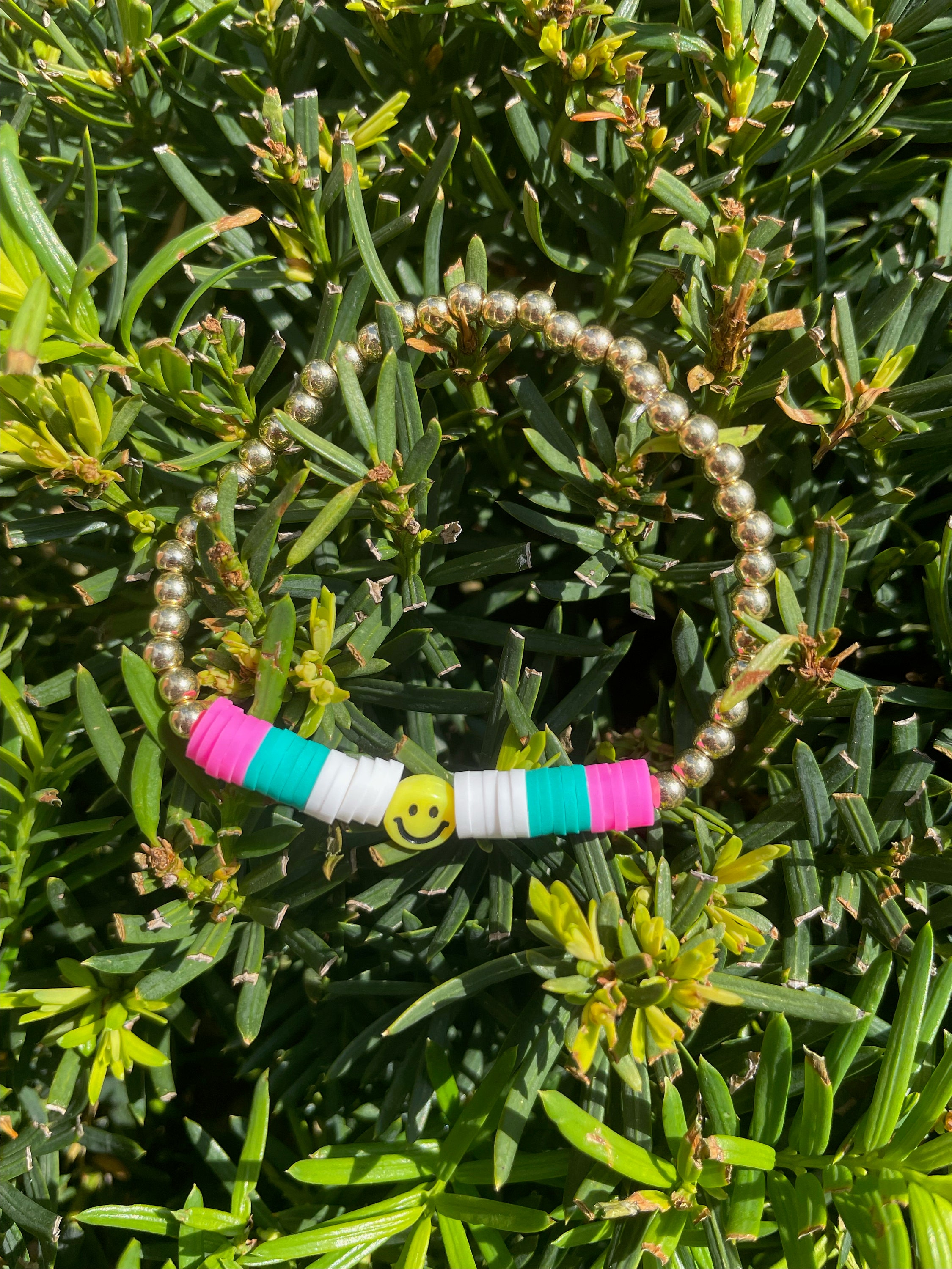 Preppy Smiley Face Clay Bead Bracelet Stack - Etsy