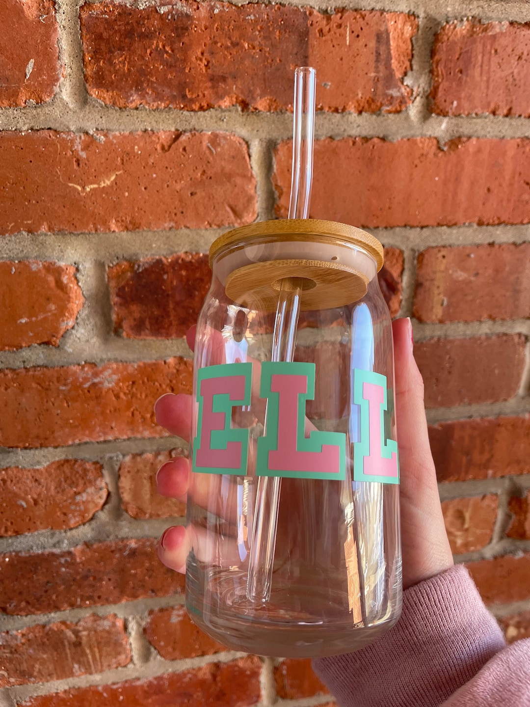 Preppy Name Glass Can Cup Custom - Etsy