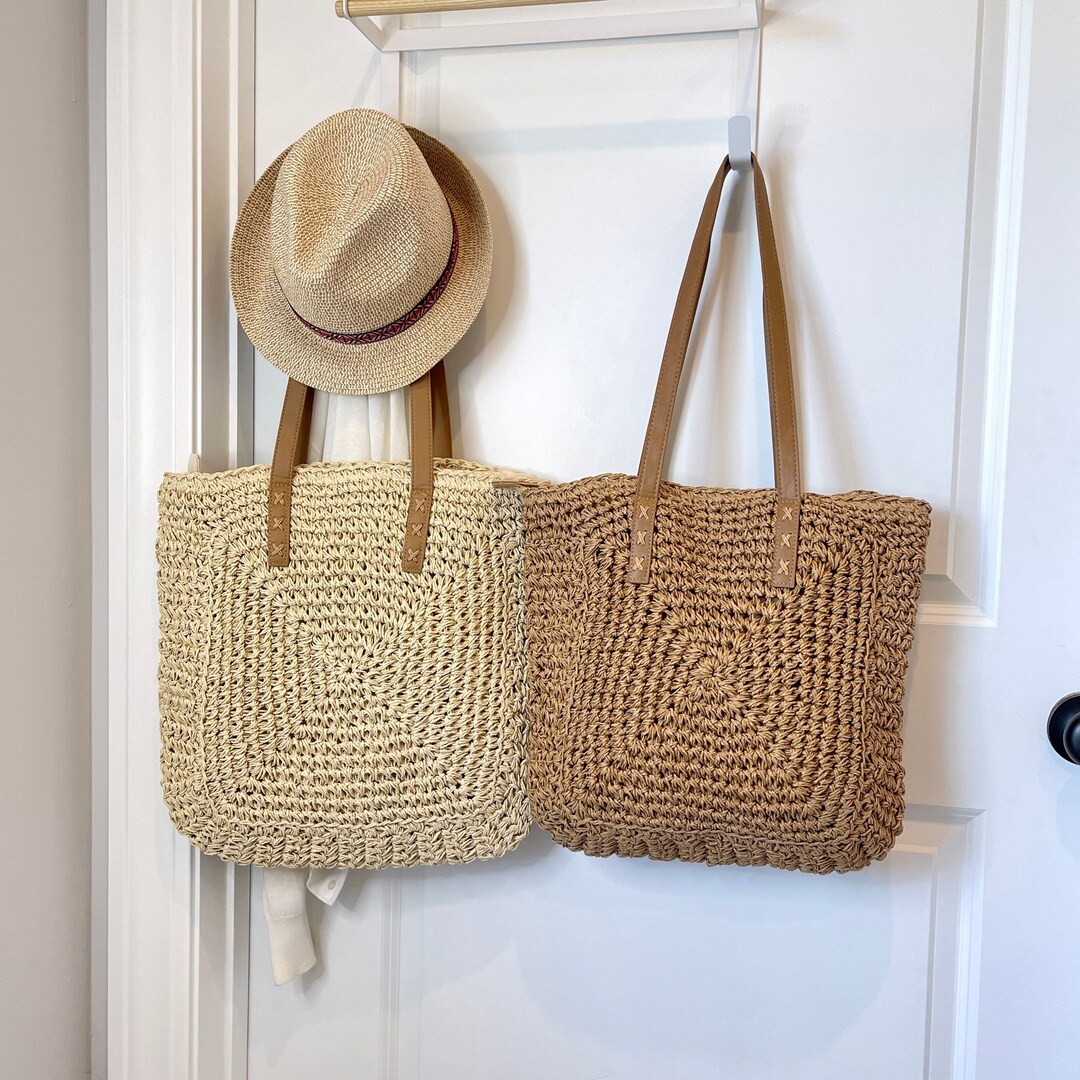 Straw Shoulder Bag Hand Woven Aesthetic Tote Bags for Women Summer ...