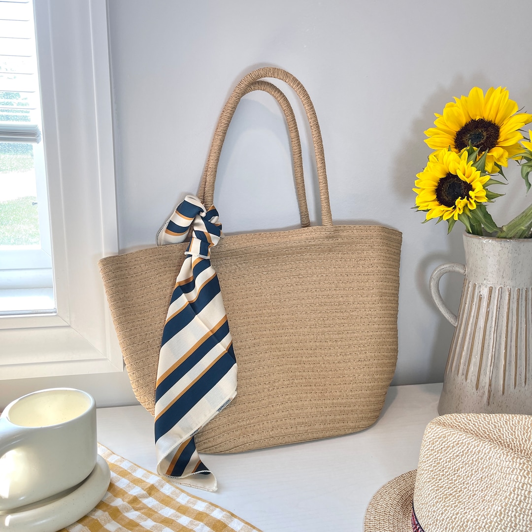 Handmade Straw Beach Bag: Woven Summer Tote - Etsy