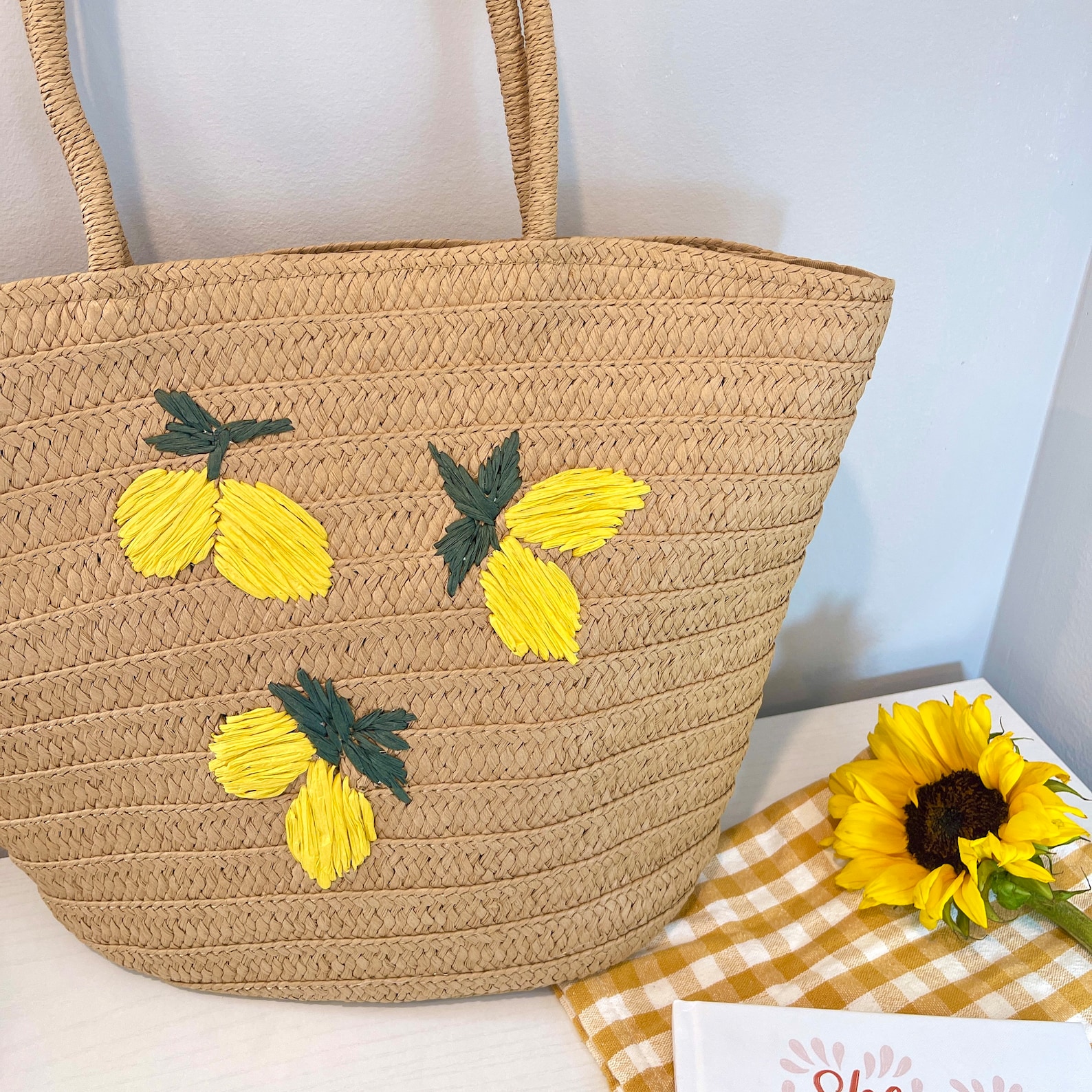 Summer Shopping Bag With Zipper Closure Beach Straw Bag Purse Shoulder ...