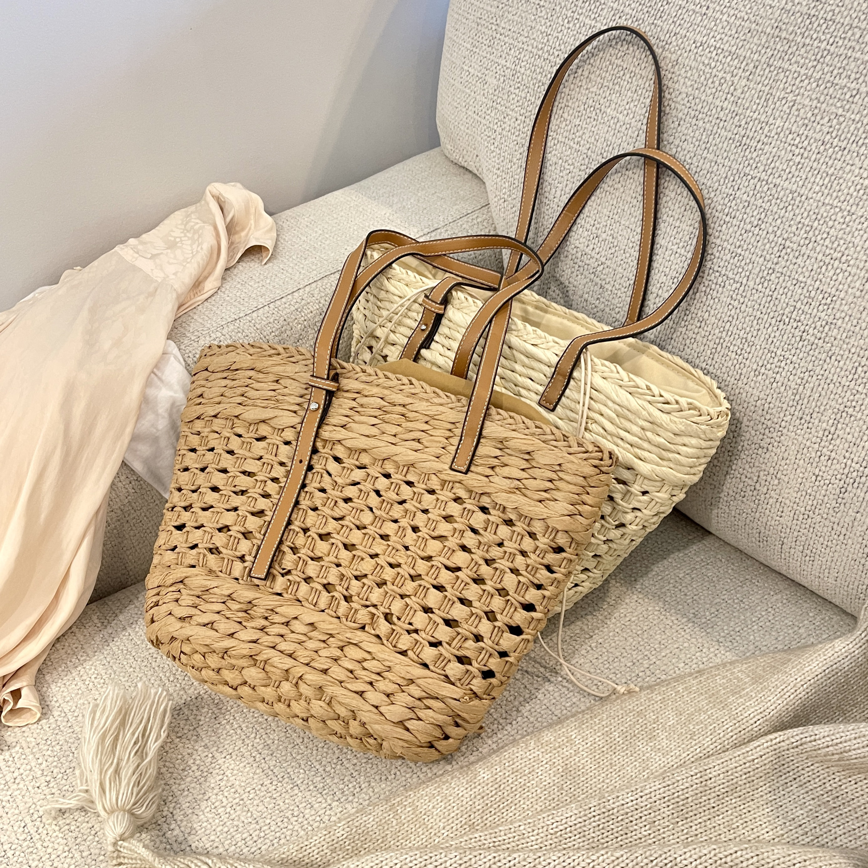 Woven Beach Bag for Summer Vacation Hand Bag Purse Drawstring - Etsy