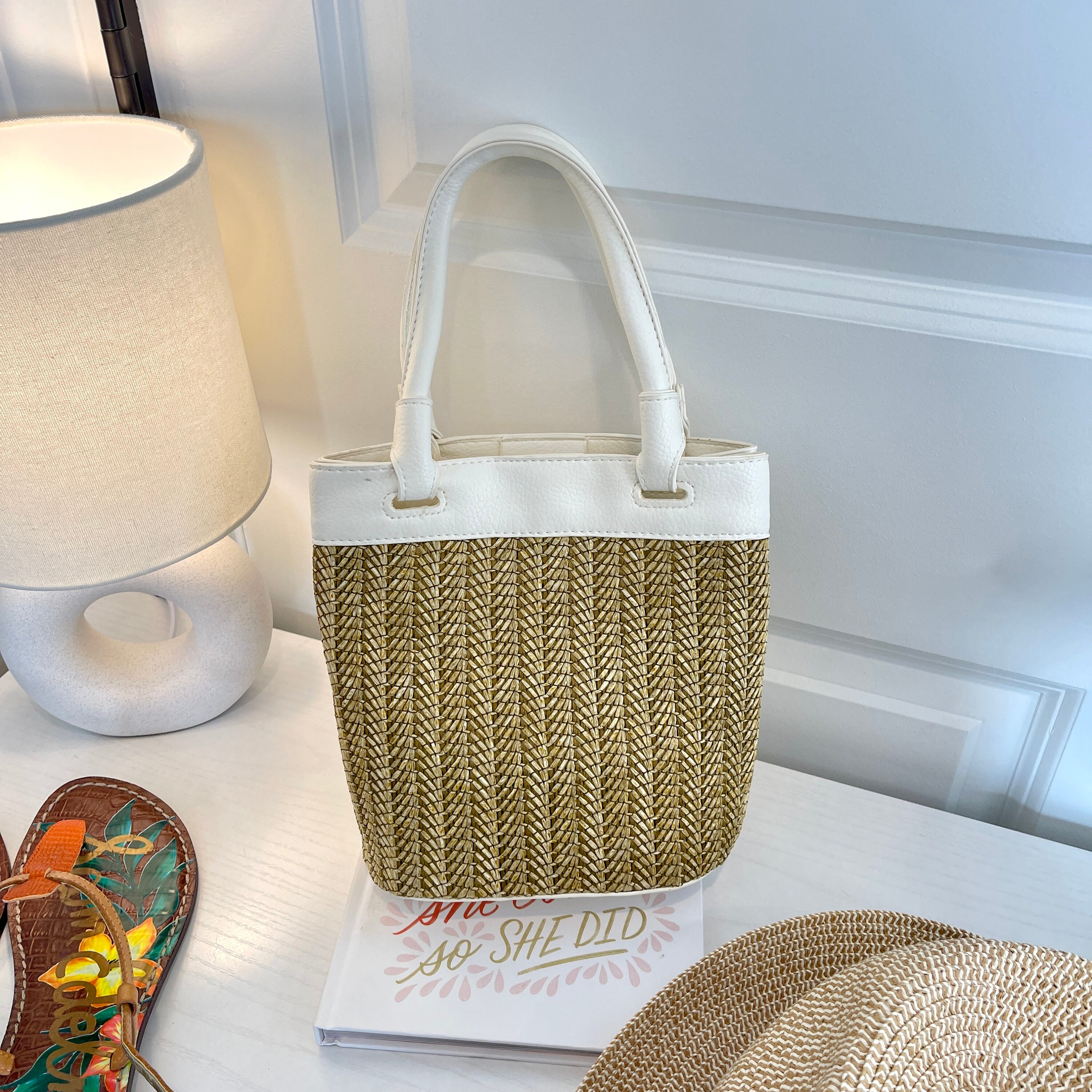 Straw Crossbody Bag Hand Woven Top Handle Bag Purse for Women Summer ...