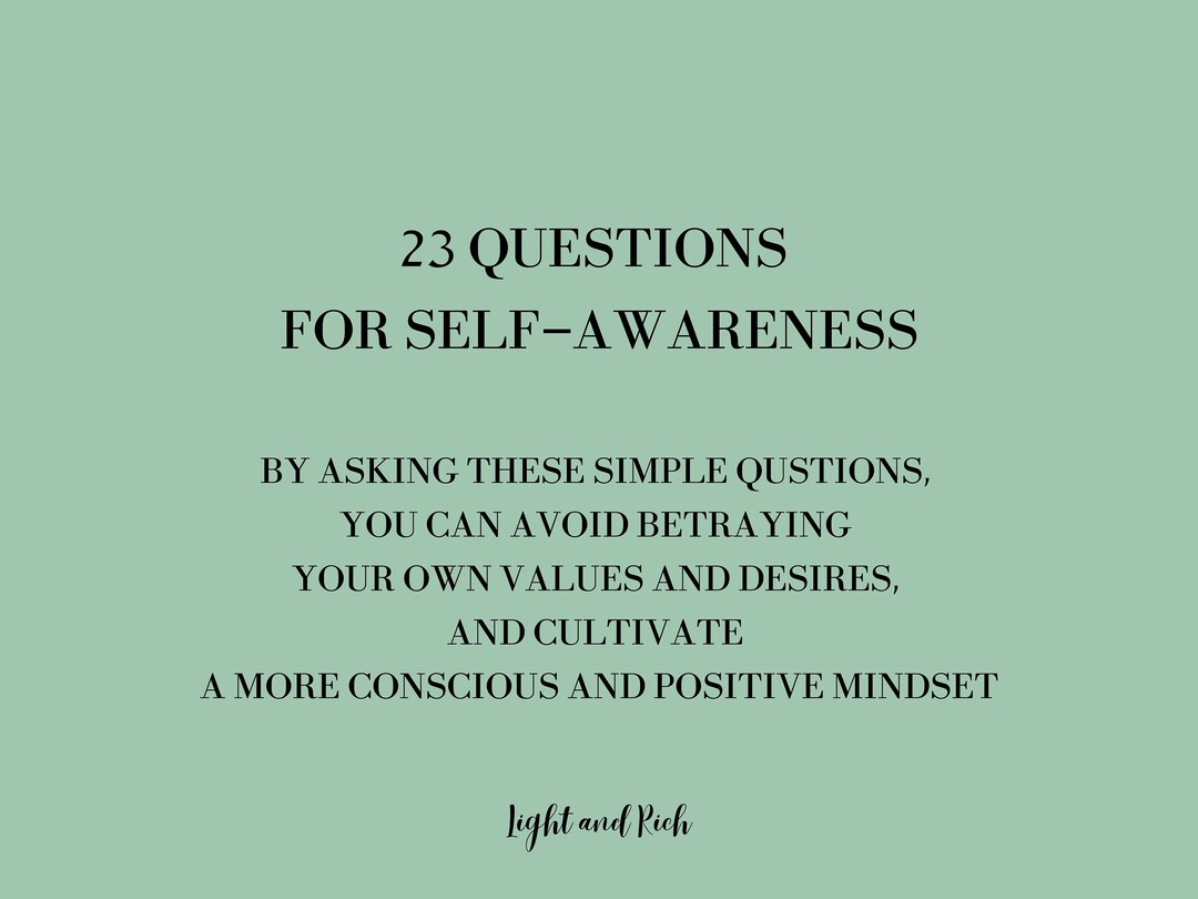 Self-care Poster: Self-awareness Questionnaire With 23 Questions for ...