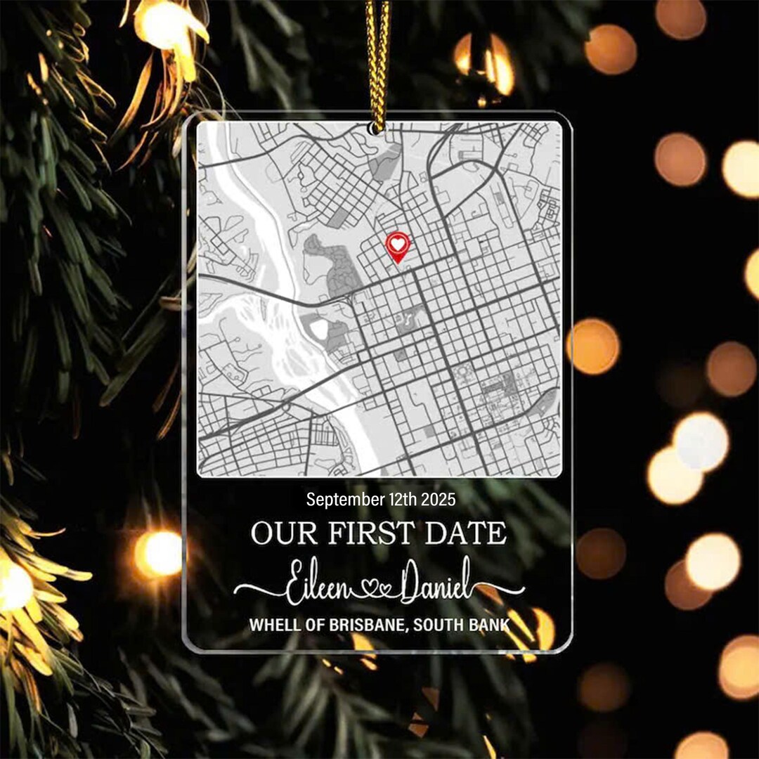 Personalized Map Acrylic Ornament, Engagement Anniversary Gift - Etsy