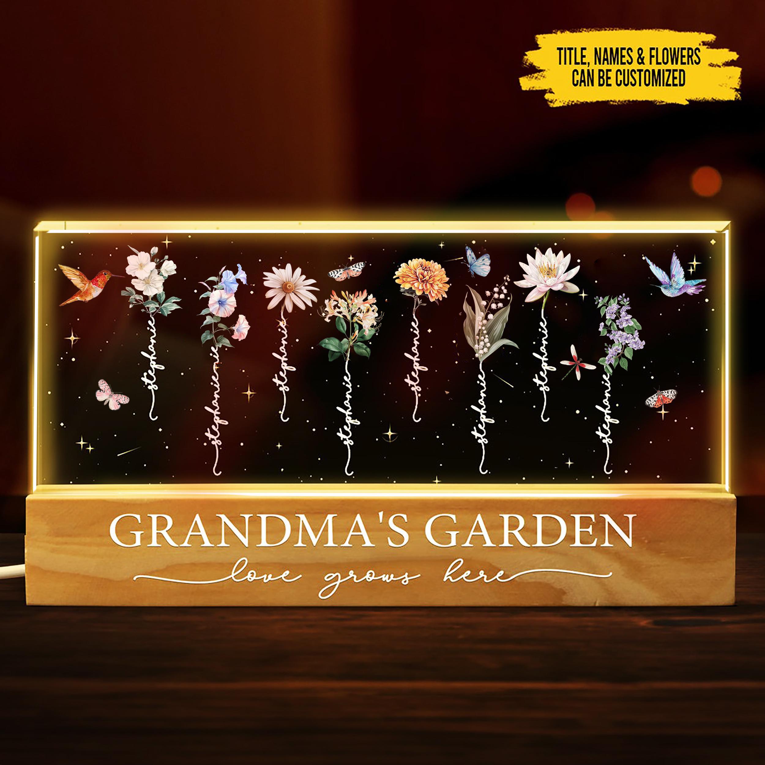 Personalized Birth Flower LED Night Light, Grandma's Garden Gift - Etsy