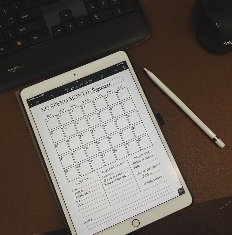 No Spend Challenge 4 Colors Layouts iPad Notability & Goodnotes ...