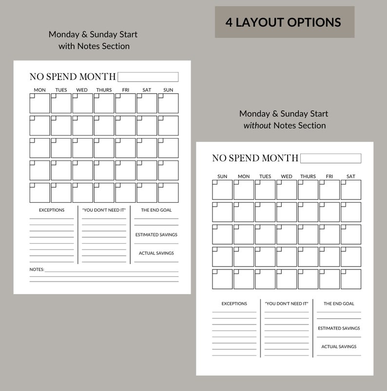 No Spend Challenge 4 Colors Layouts iPad Notability & Goodnotes ...
