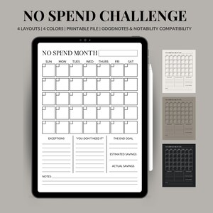 No Spend Challenge 4 Colors Layouts iPad Notability & Goodnotes ...