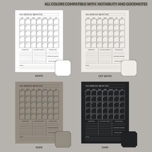 No Spend Challenge 4 Colors Layouts iPad Notability & Goodnotes ...