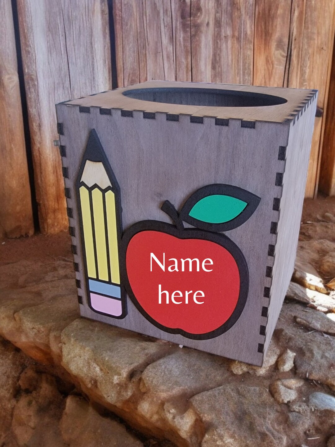 Personalized Wooden Tissue Box Cover - School - Teacher - Etsy