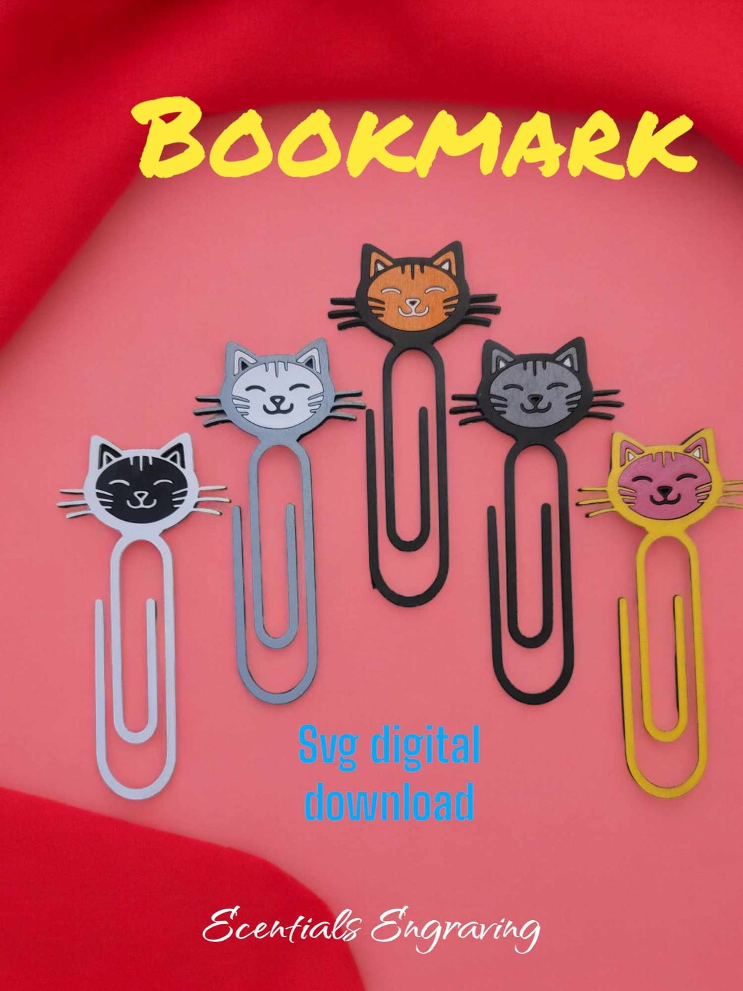 Cat Paperclip Bookmark SVG File / Cut Layers File - Laser - Glowforge ...