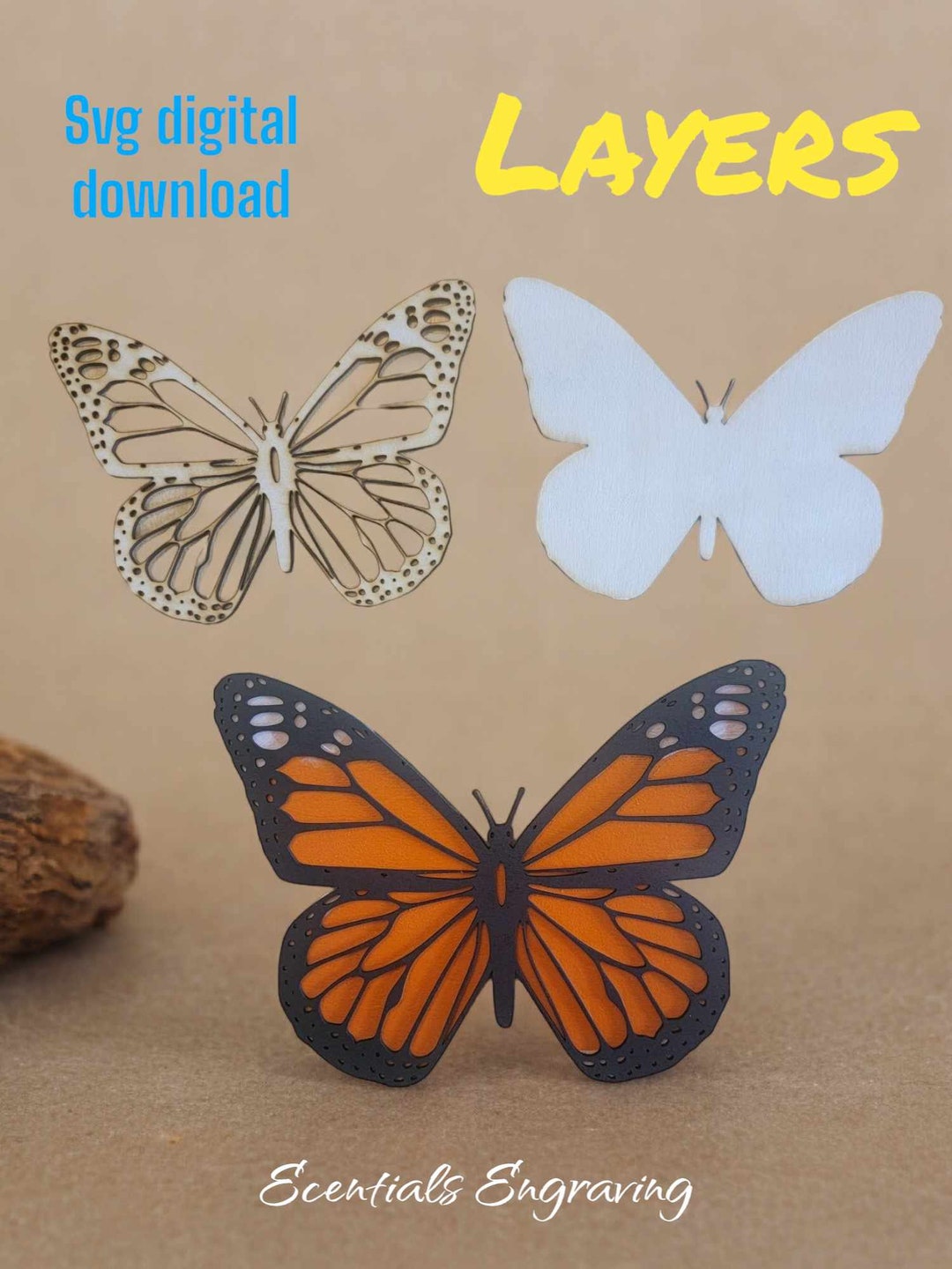 Butterfly Monarch Layer / Cut SVG File - Laser - Glowforge - Etsy