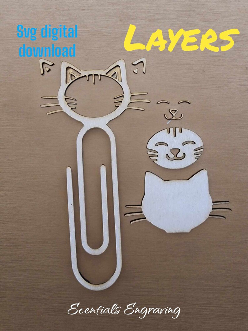 Cat Paperclip Bookmark SVG File / Cut Layers File - Laser - Glowforge ...