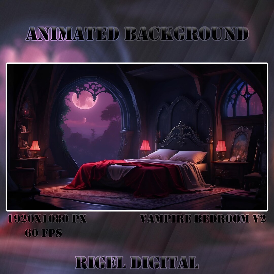 Vtuber Animated Background | Vampire Bedroom V2 | Looped Vtuber Twitch ...