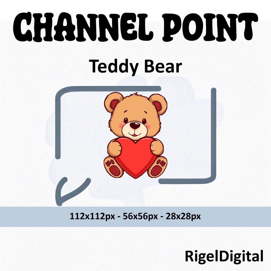 Teddy Bear Channel Point Icon for Twitch | Adorable Emote for Streamers ...
