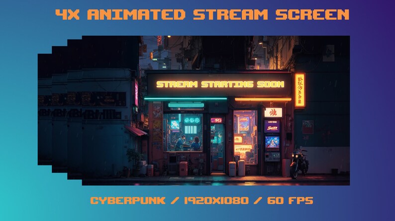 4x Animated Stream Screens Cyberpunk City Stream Package Twitch Stream ...