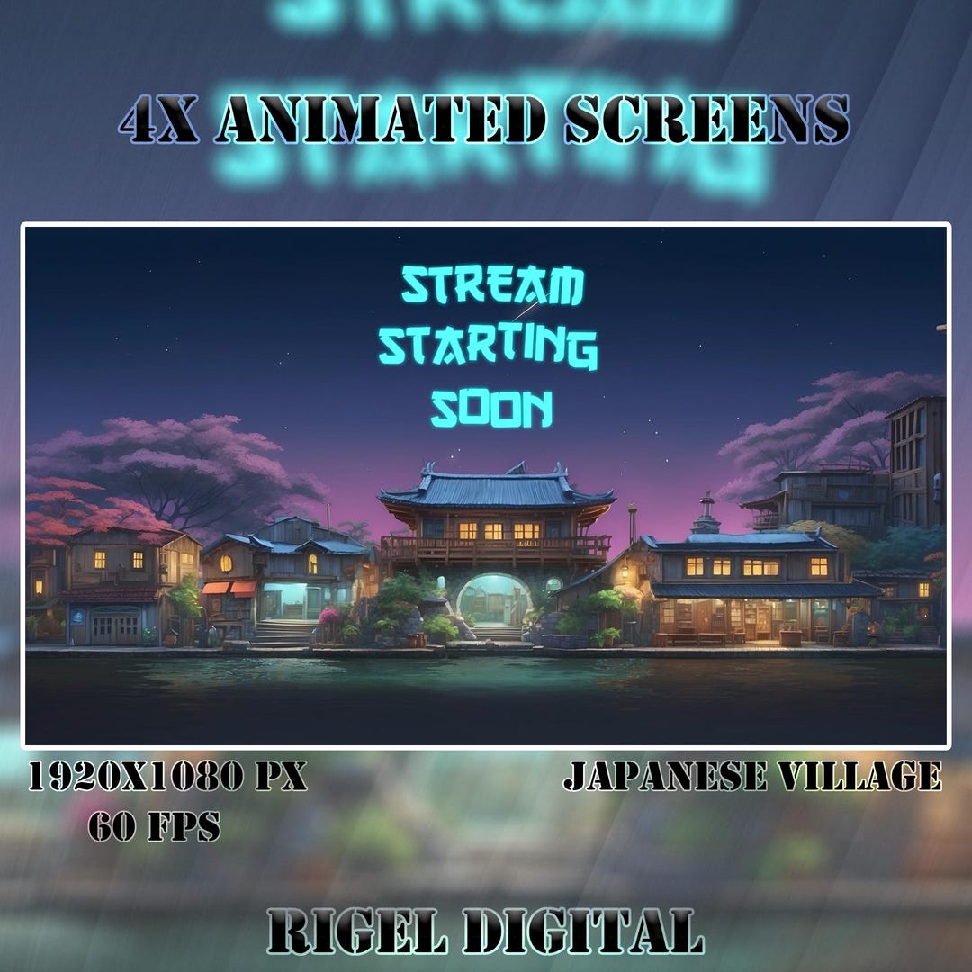 5x Animated Stream Screens | Japanese Village | Stream Package | Twitch ...