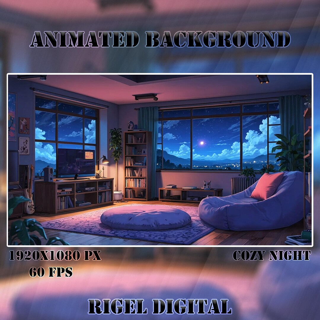 Vtuber Animated Background | Cozy Night | Looped Vtuber Twitch Stream ...