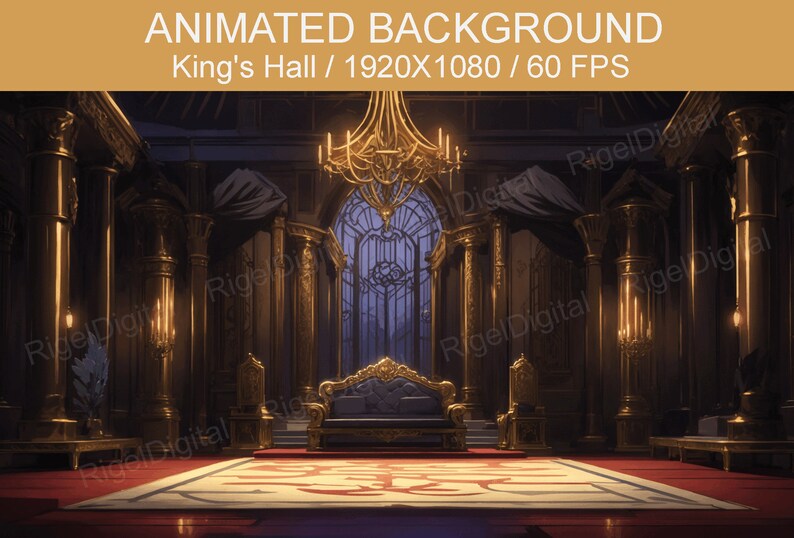 Vtuber Background Animated King's Hall Looped Vtuber Twitch Stream ...