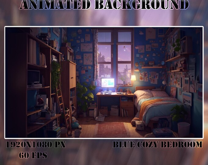 Animated Lofi Twitch Stream Screens | Twitch Overlay Blue | Twitch ...
