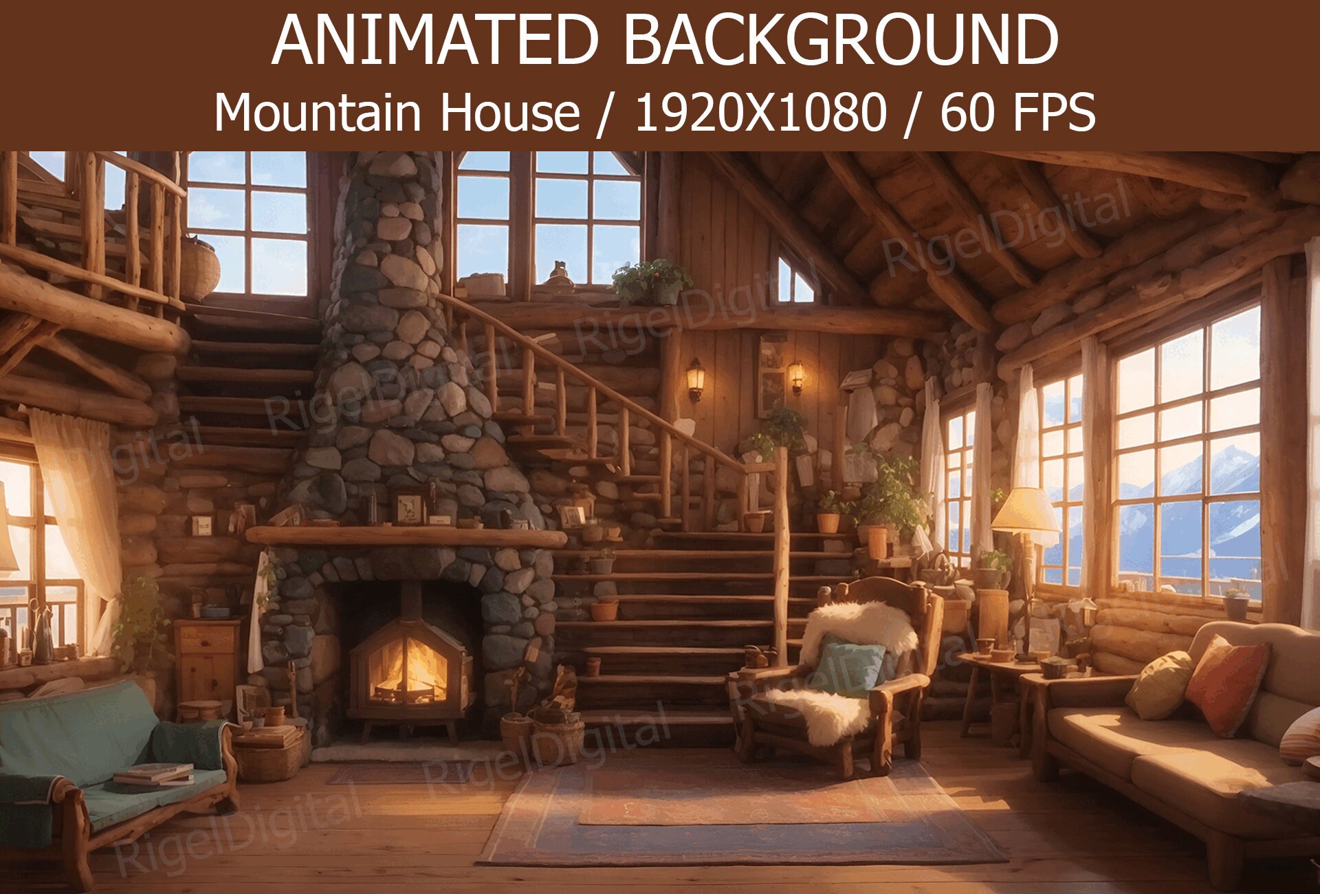 Vtuber Background Animated Mountain House Looped Vtuber Twitch Stream ...