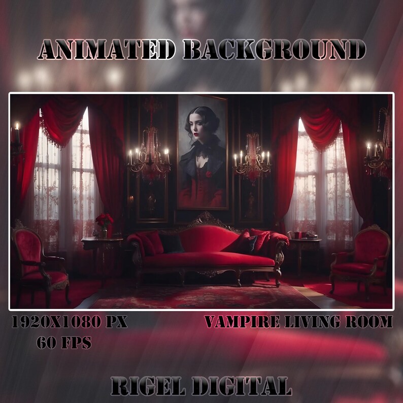 Vtuber Background Animated Vampire Living Room V3 Looped Vtuber Twitch ...