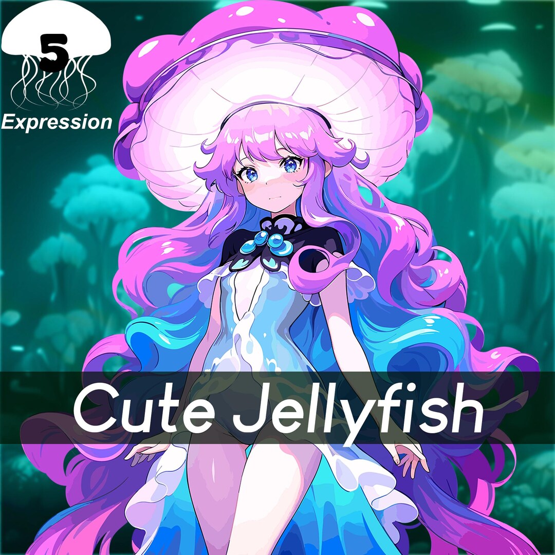 Pngtuber Cute Jellyfish , 5 Expression , 2D Model , Female Pngtuber ...