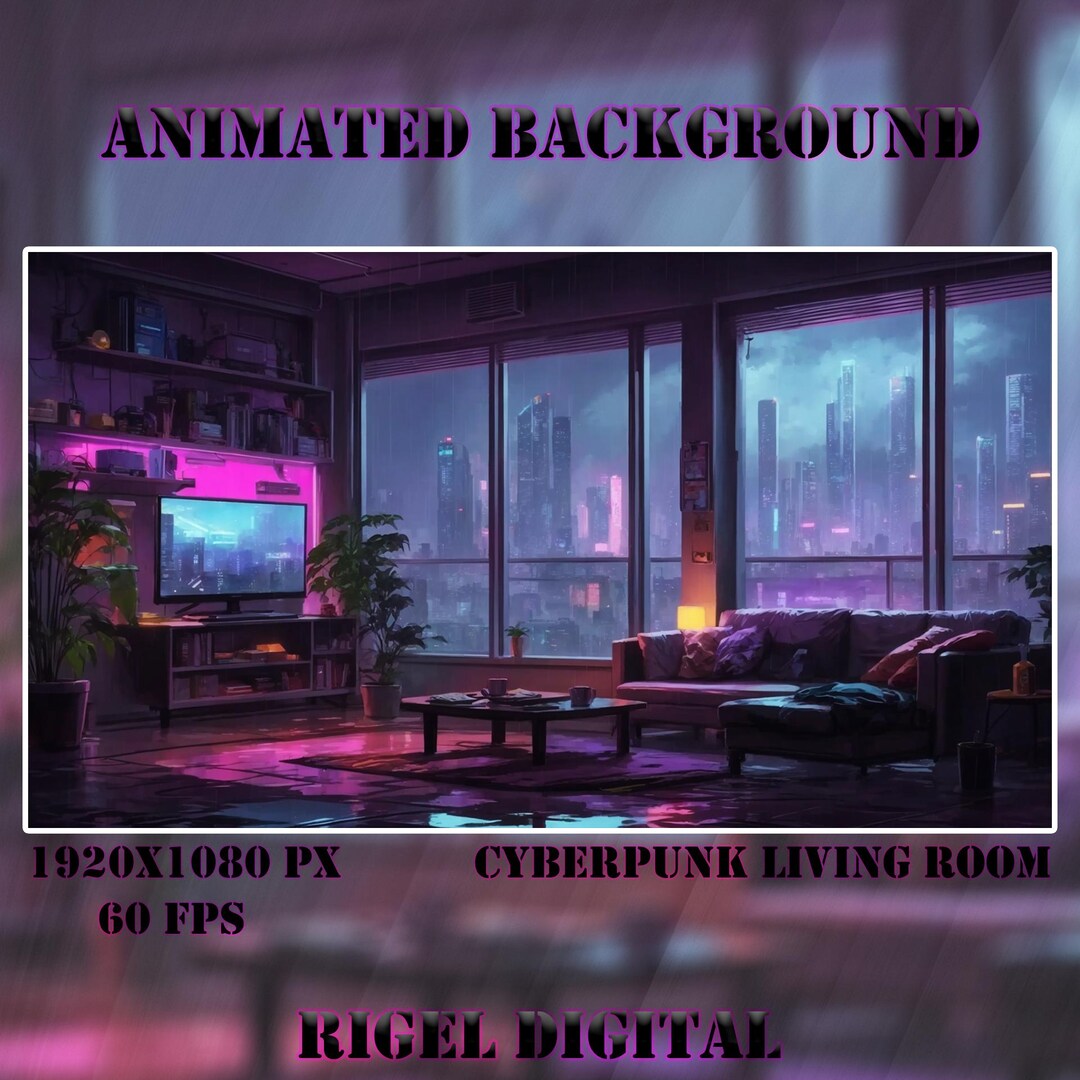 Vtuber Animated Background | Cyberpunk Living Room | Looped Vtuber ...