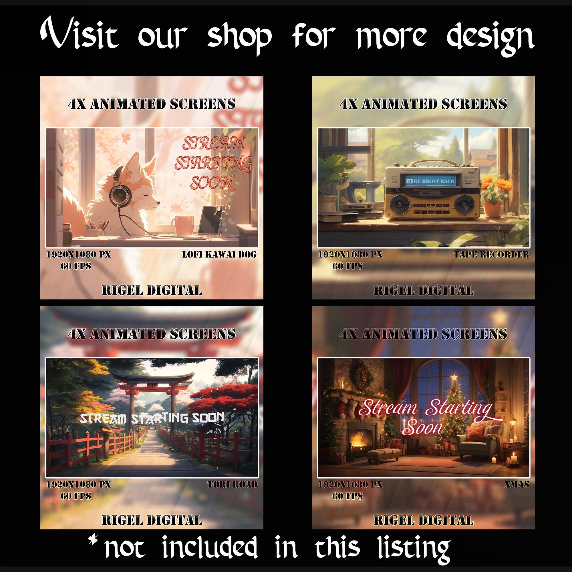 4x Animated Stream Screens | Lofi Pixel Sunset | Stream Package ...