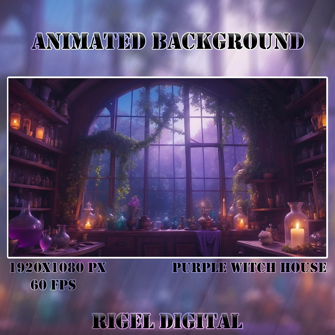 Vtuber Animated Background | Purple Witch House | Looped Vtuber Twitch ...
