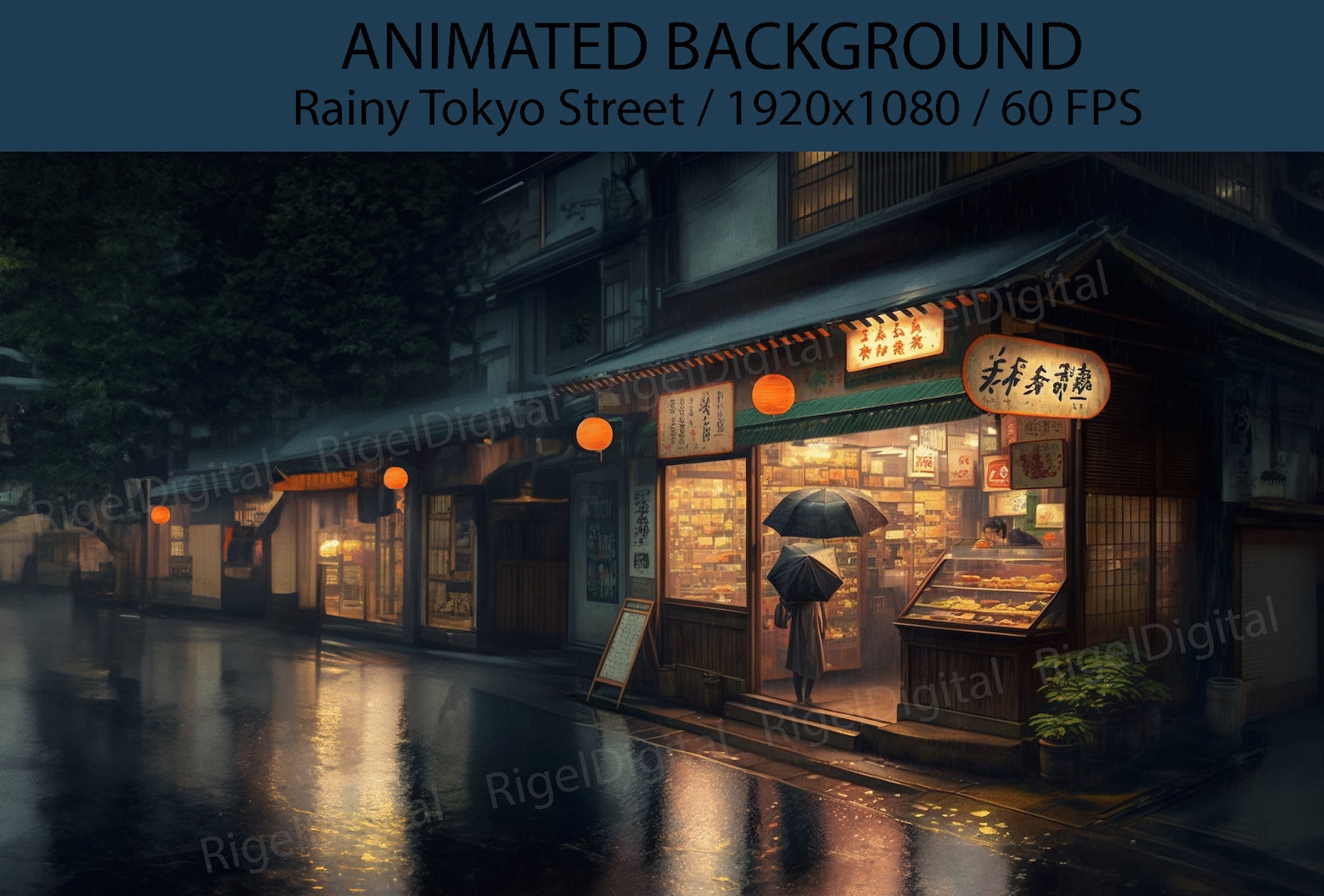 Vtuber Background Animated Rainy Tokyo Street Virtual Background Stream ...