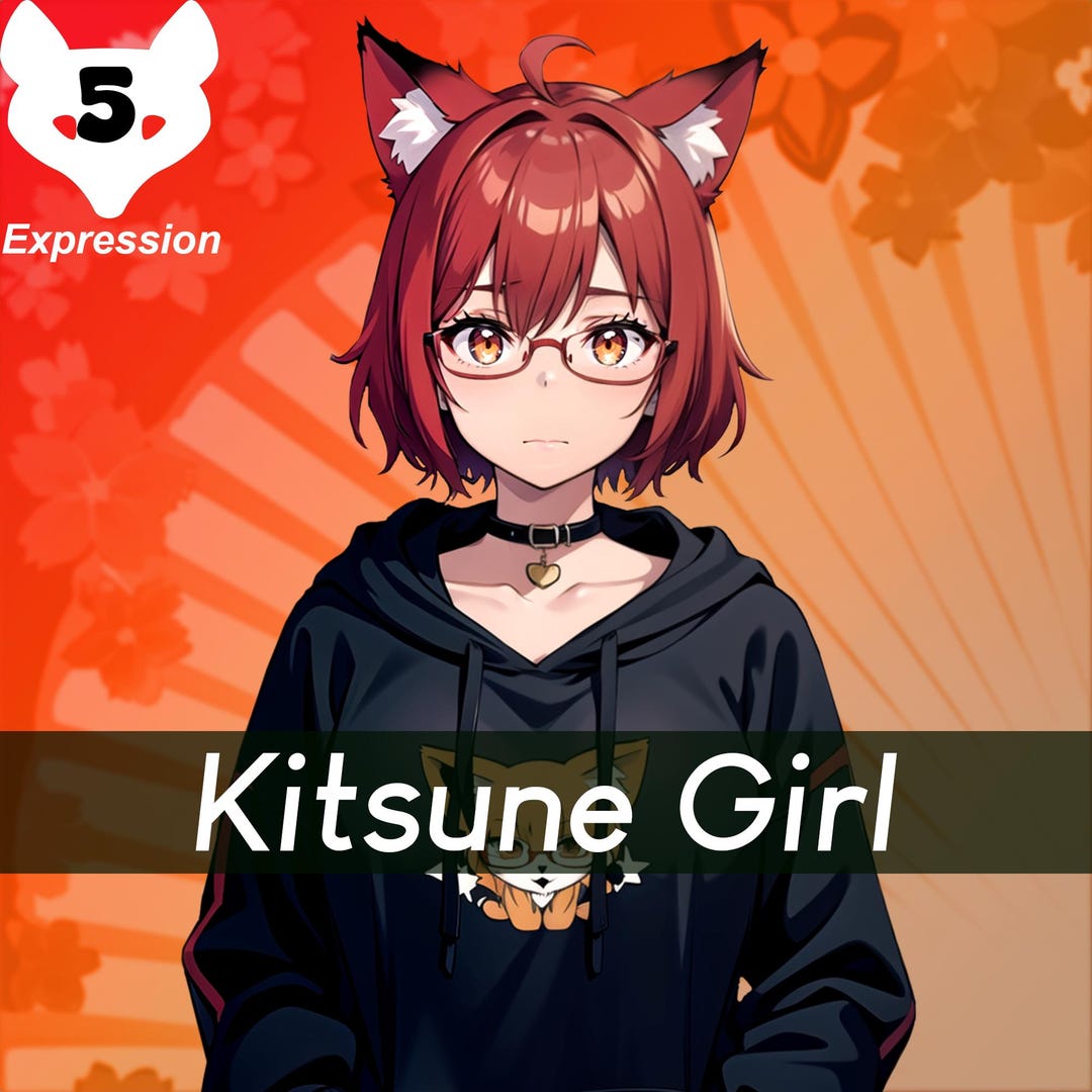 Pngtuber Kitsune Girl , 5 Expression , 2D Model , Female Pngtuber , Png ...