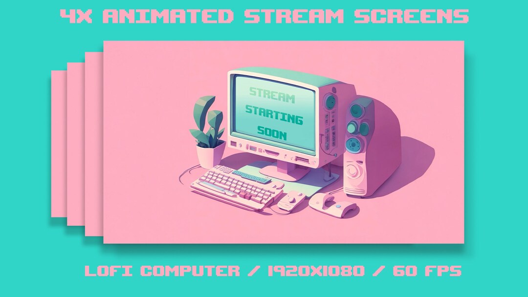 4x Animated Stream Screens | Lofi Computer | Stream Package | Twitch ...