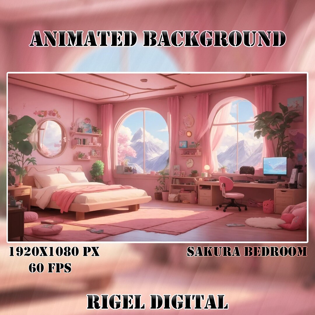 Vtuber Background Animated Sakura Bedroom Looped Vtuber Twitch Stream ...