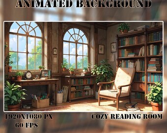 ANIMATED BACKGROUND Cozy Study Looped Vtuber Twitch Stream Overlay ...