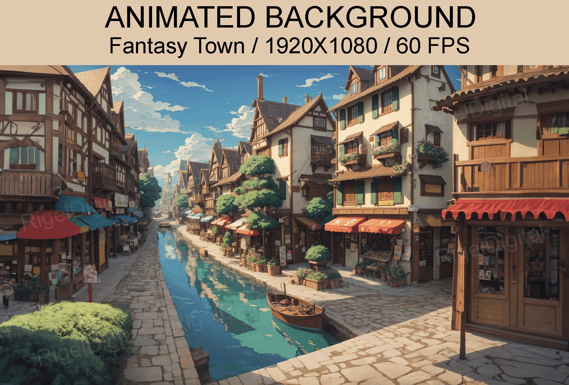 Vtuber Background Animated Fantasy Town Looped Vtuber Twitch Stream ...